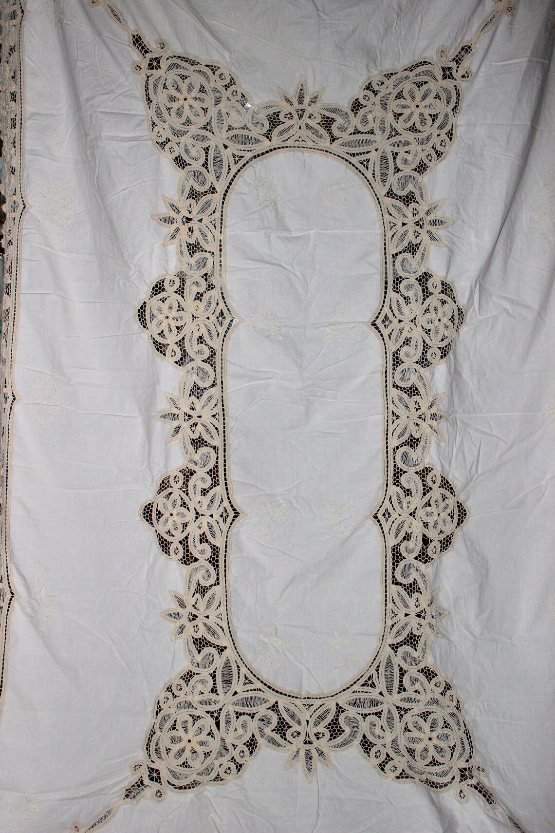 Antique AMERICAN Battenburg Lace Linen Banquet Tablecloth 96"x63" - Etsy