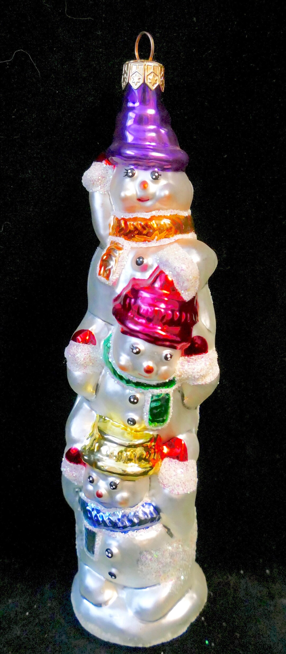RADKO Christopher Radko 1994 "stacked Snowman" Hand Painted Mouth-blown ...