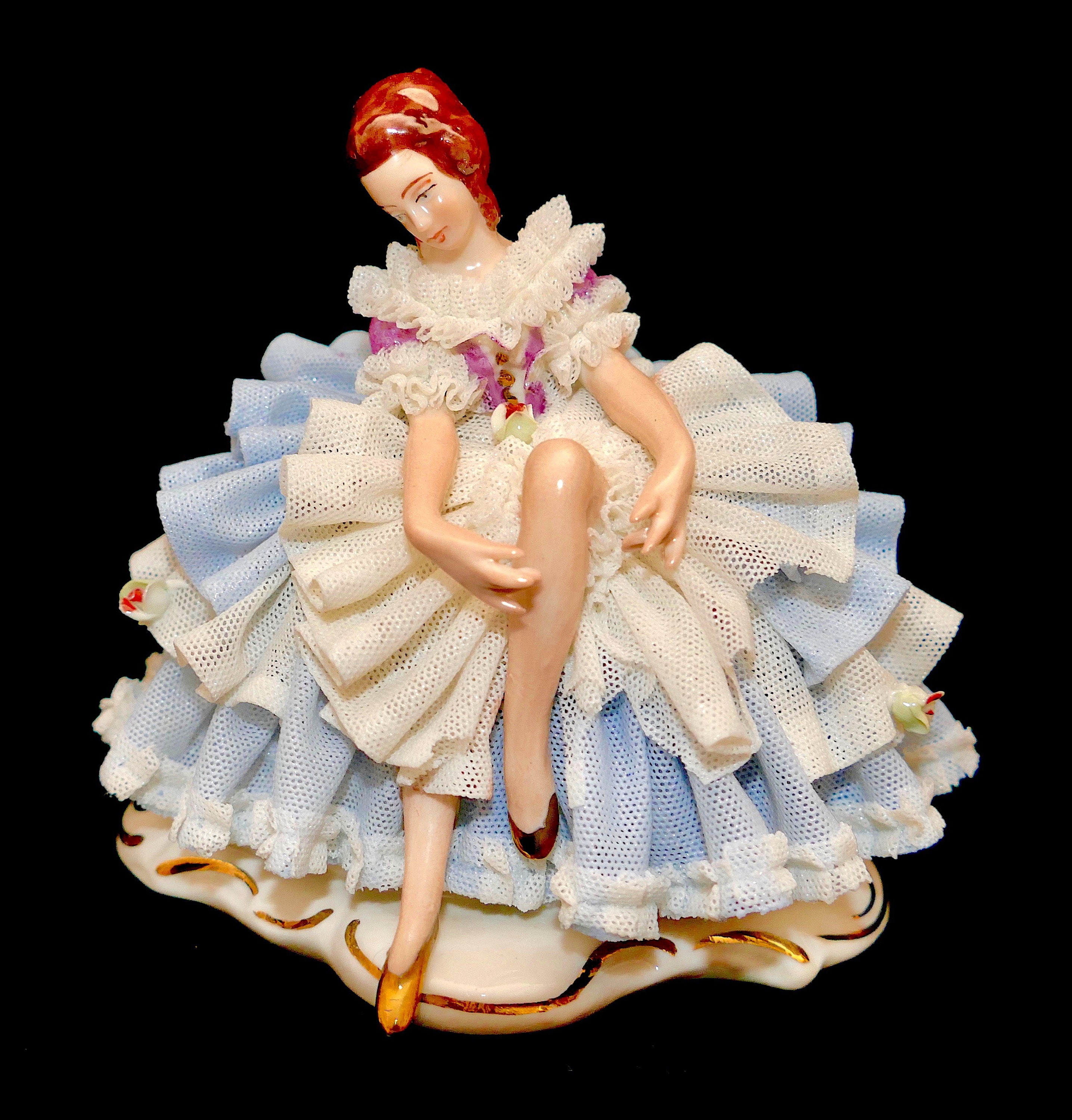 Antique Vintage German Dresden Lace Ballerina Hand Painted Porcelain ...