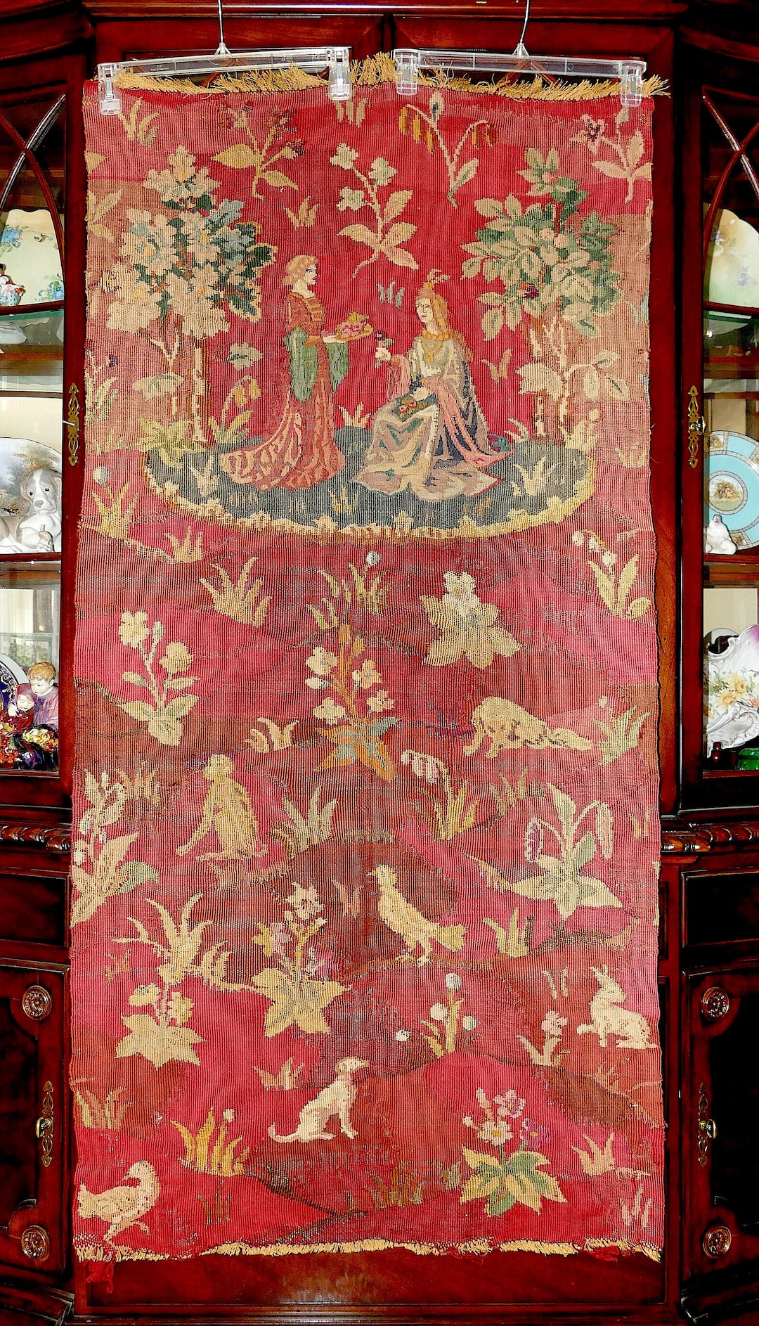 Antique French Hand Made Flat Weave Gothic Gobelin Tapestry Medieval ...