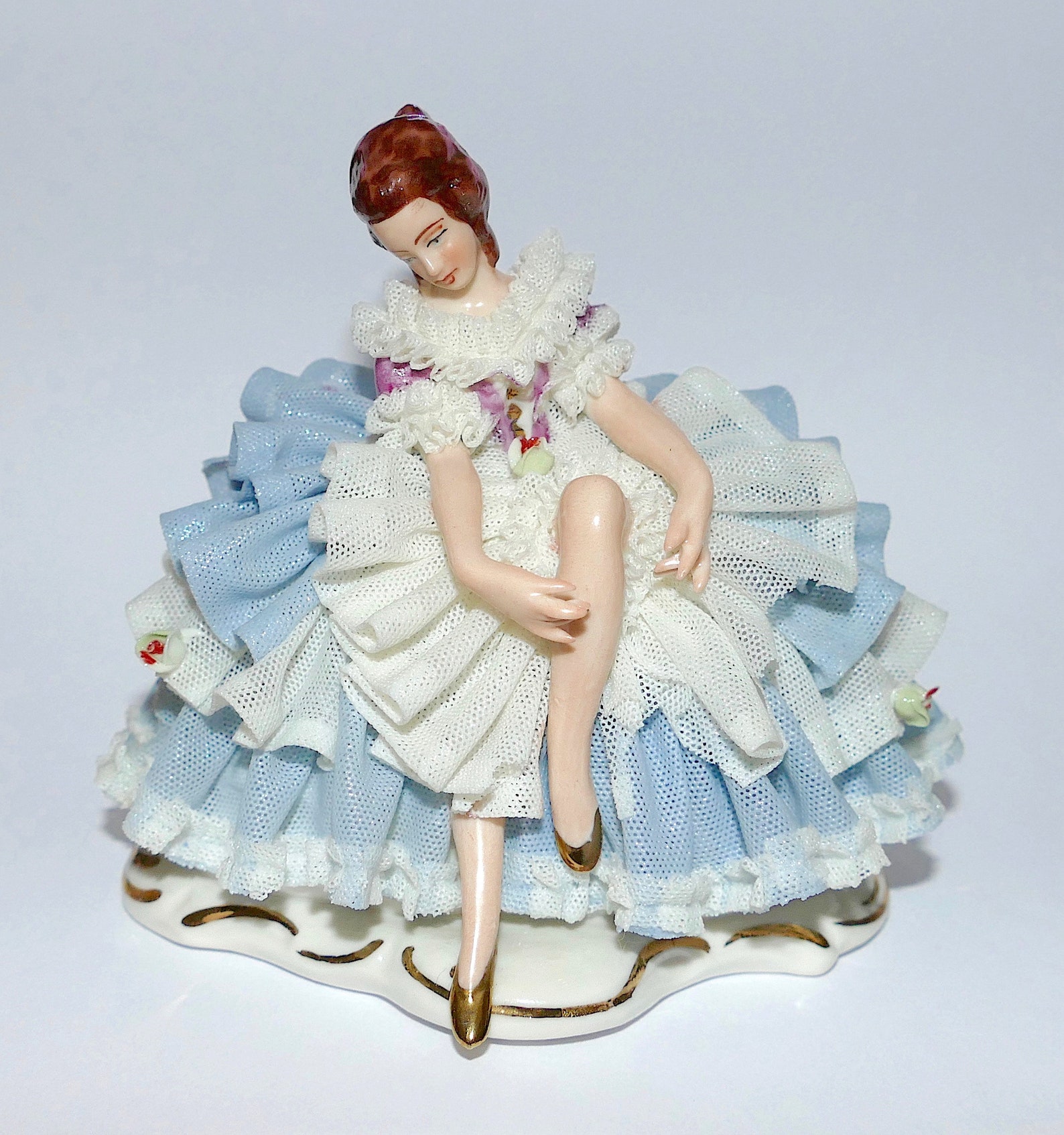 Antique Vintage German Dresden Lace Ballerina Hand Painted Porcelain ...