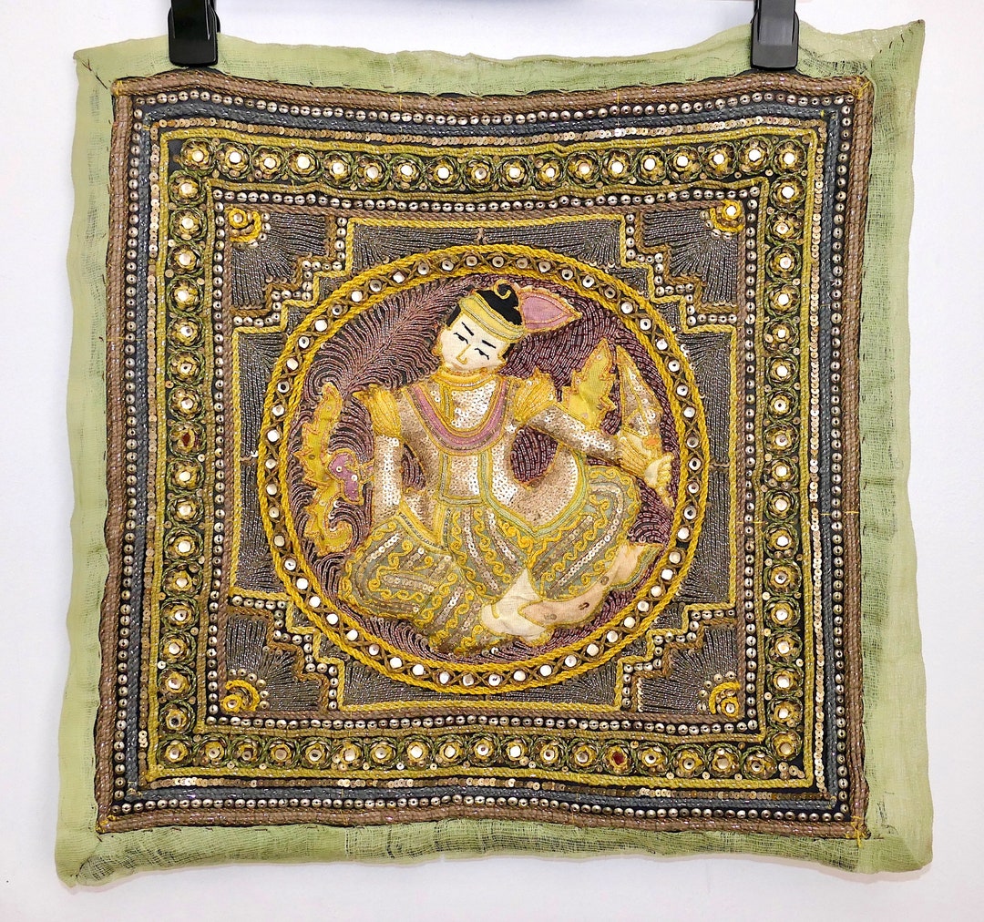 Vintage KALAGA Burmese Myanmar Mandalay High Relief Embroidered 3D ...