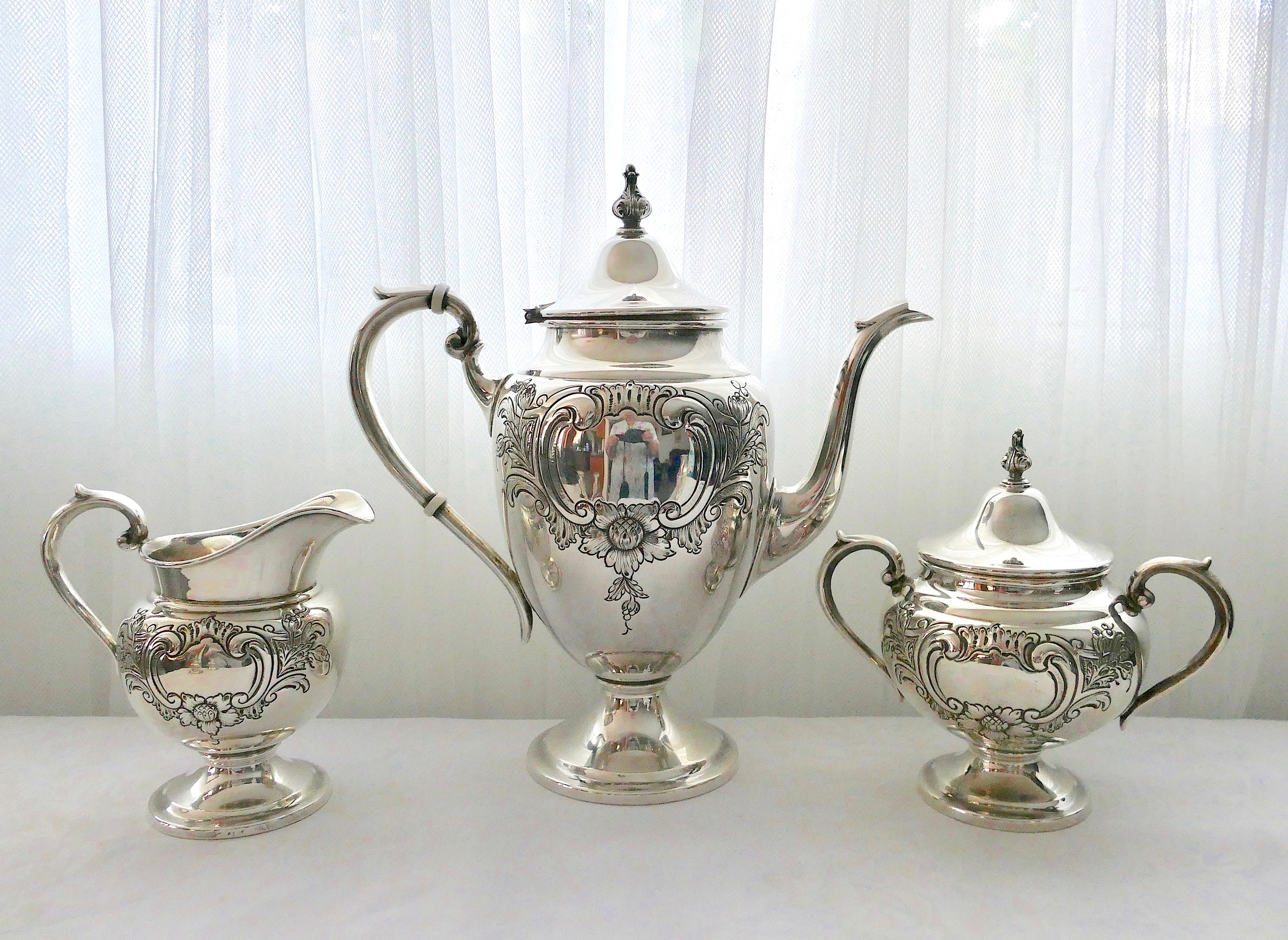 Rare GORHAM PURITAN Hand Chased Sterling Silver Teacoffee Pot - Etsy