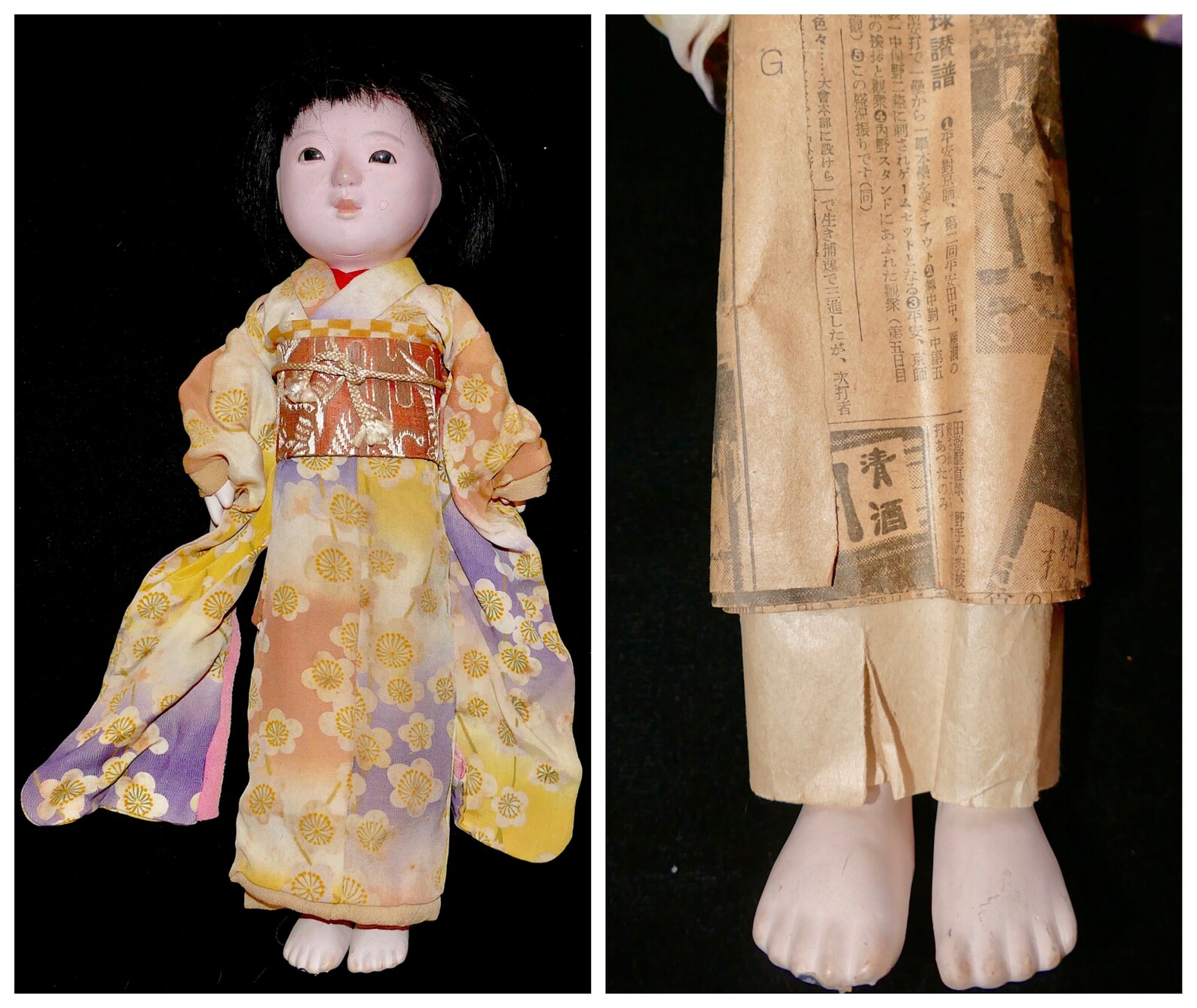 C.1930's Japanese Ichimatsu 市松人形 Torei Ningyo Gofun Girl Doll 13.75 ...