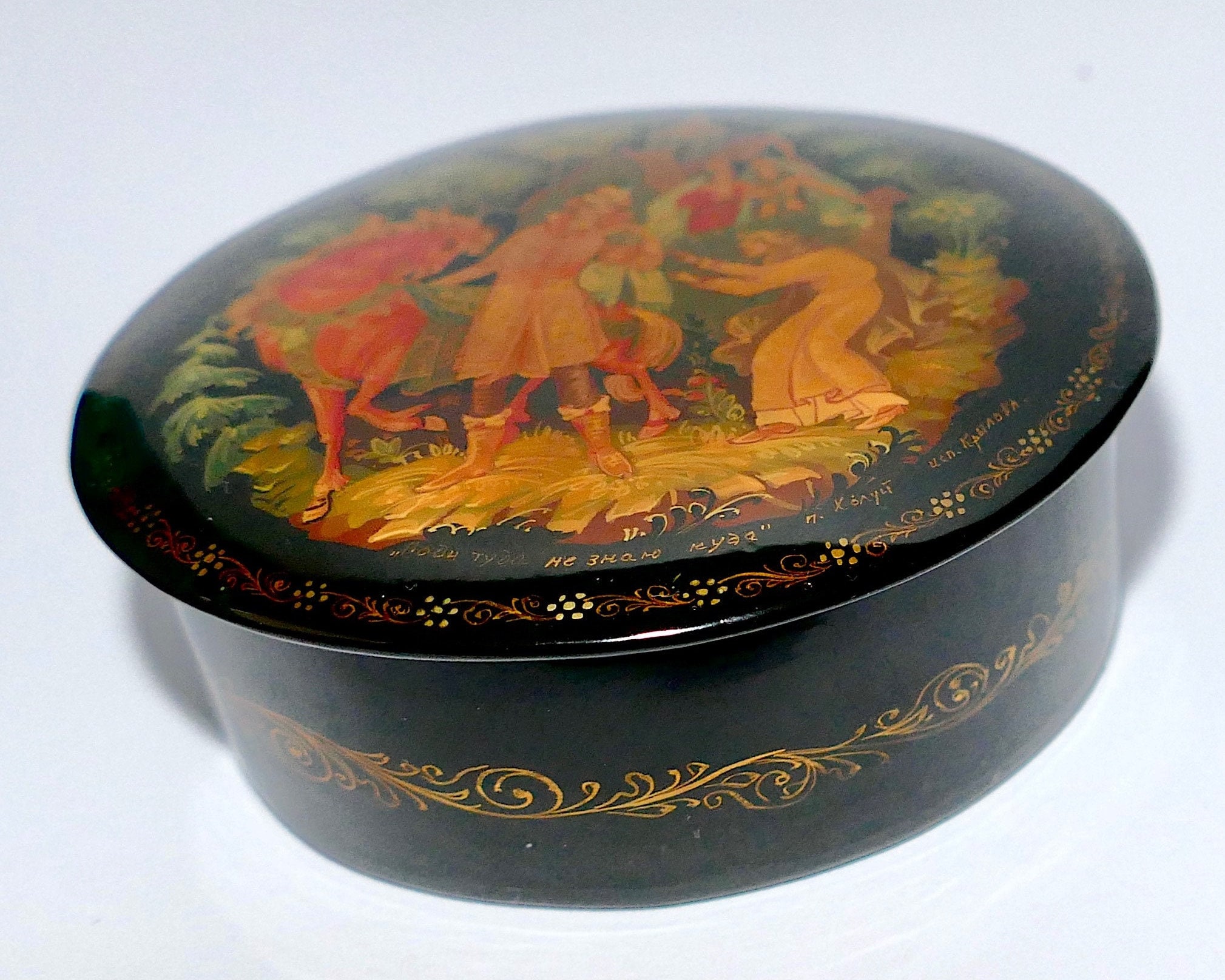 C'1960s KHOLUY Soviet USSR Russian Hand Painted Lacquer Box Signed by ...