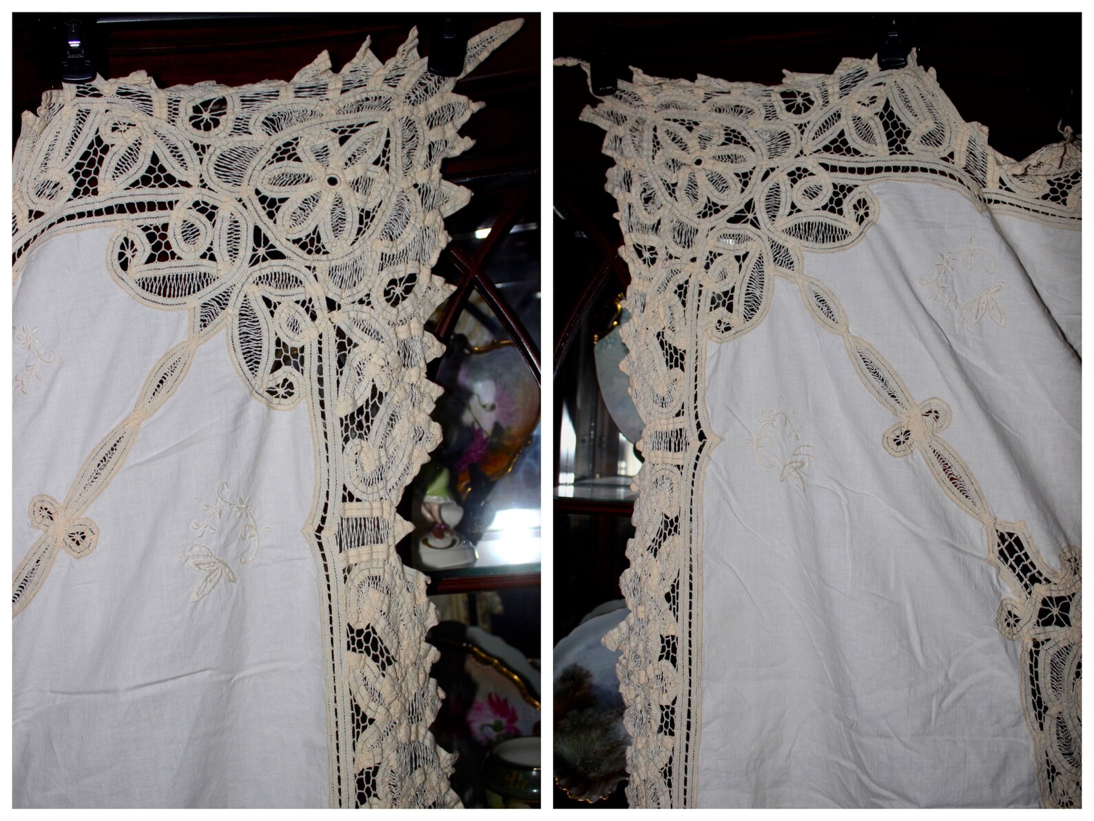 Antique AMERICAN Battenburg Lace Linen Banquet Tablecloth - Etsy