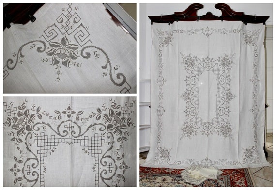 Vintage Ornate MADEIRA Hand Embroidered Irish Linen | Etsy