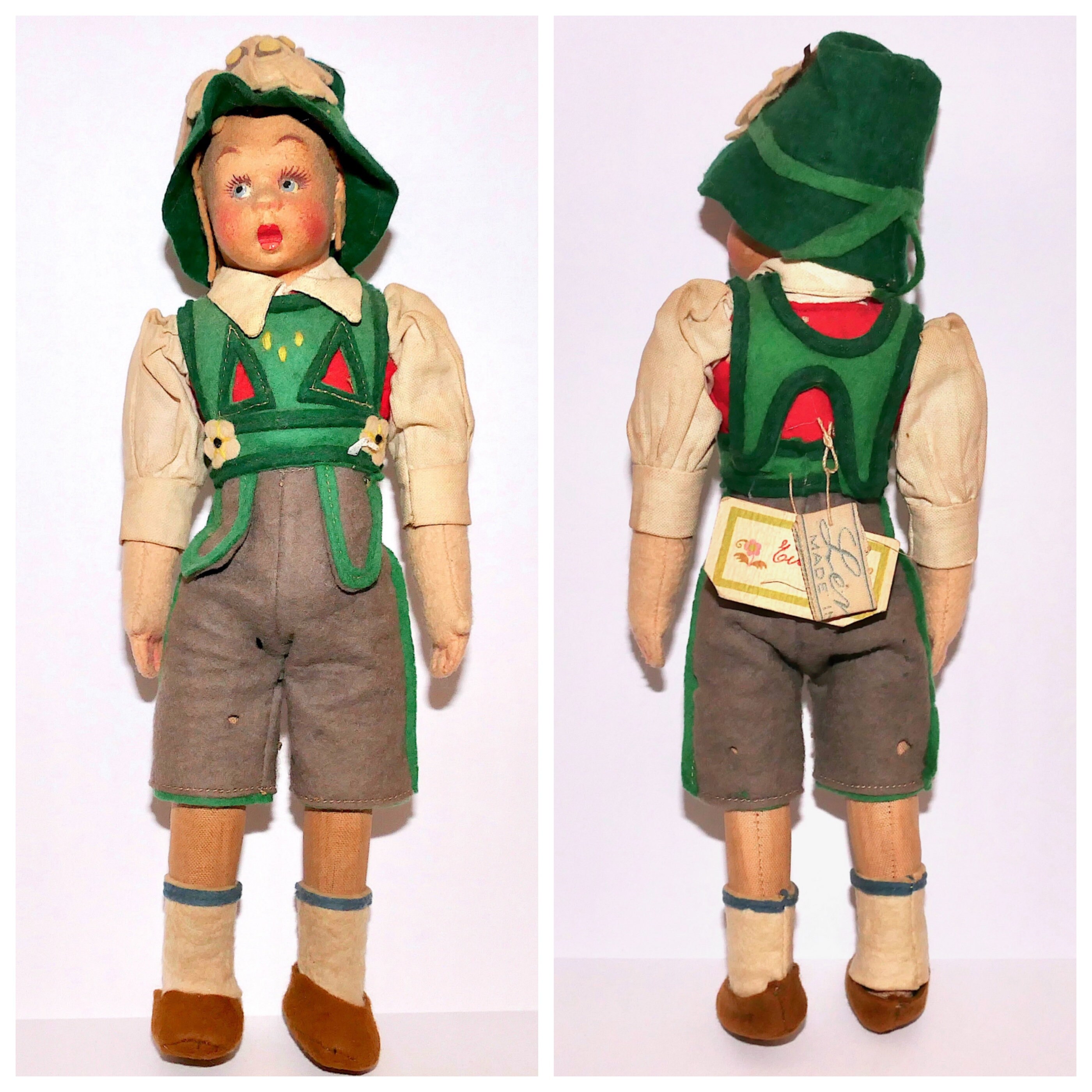 1930s Italian LENCI Mascotte Surprised Felt Tyrolean Boy Doll 9 Jointed ...