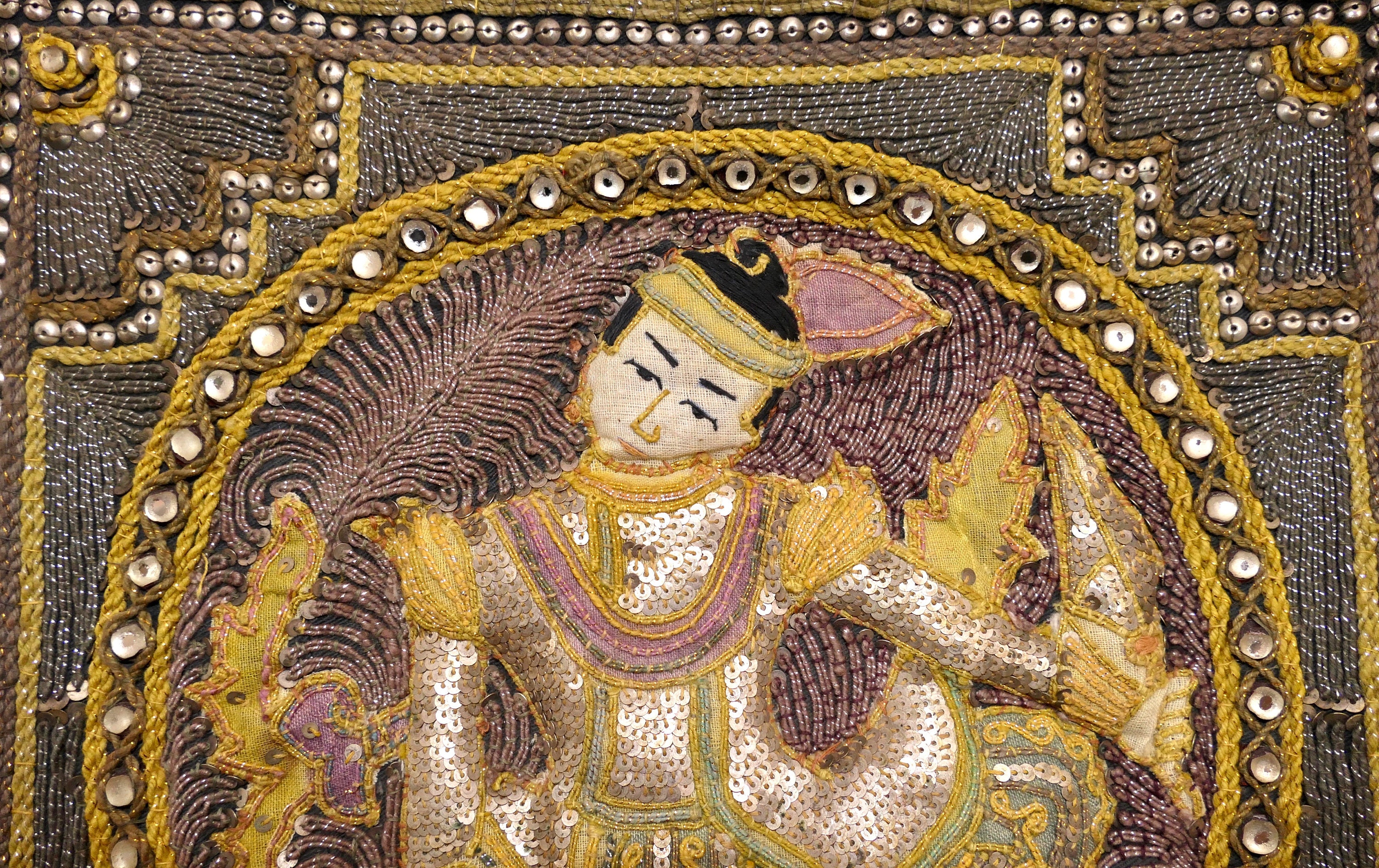 Vintage KALAGA Burmese Myanmar Mandalay High Relief Embroidered 3D ...