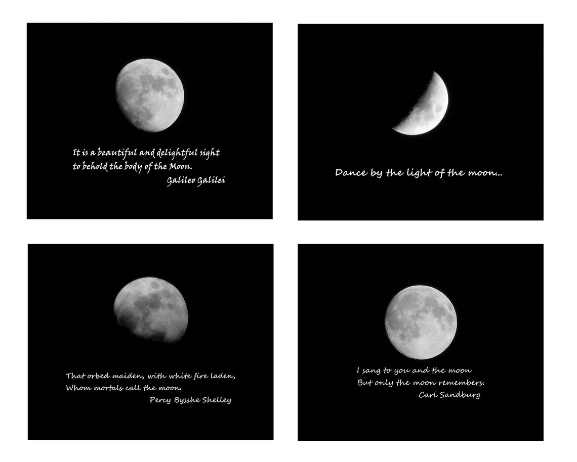MOON QUOTES Note Cardsnote Card Set Stationery Blank - Etsy