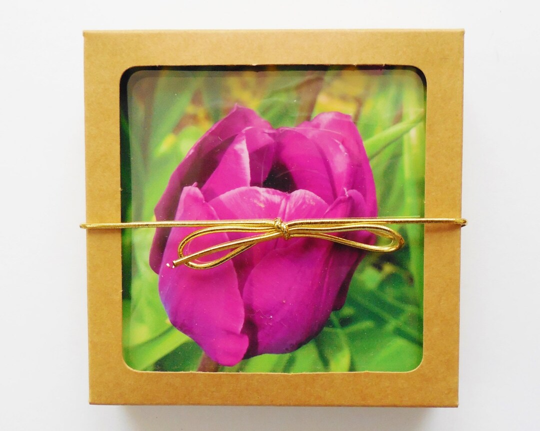 PURPLE TULIPS BEVERAGE Coasters--set of 4, Hostess Gift, Housewarming ...