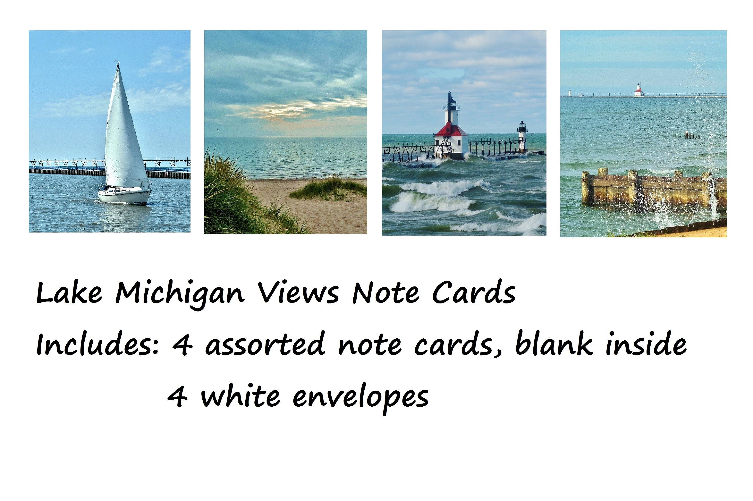 LAKE MICHIGAN VIEWS Note Cards-note Card Set, Blank Cards, Thank You ...