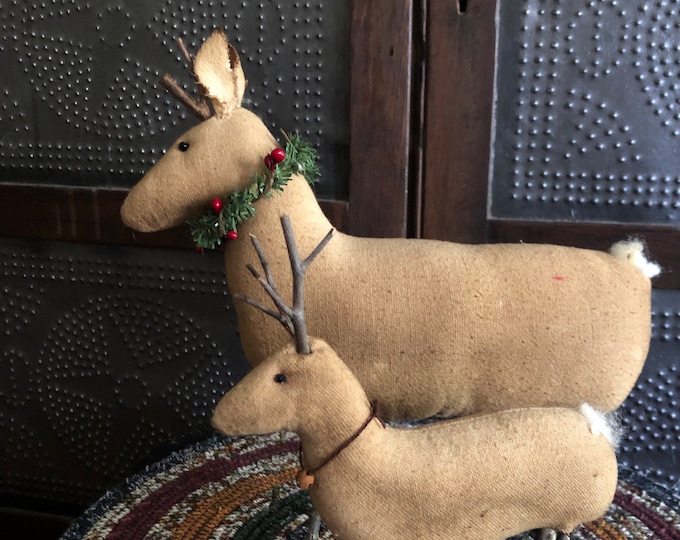 Primitive Reindeer- Set of 2 - Etsy