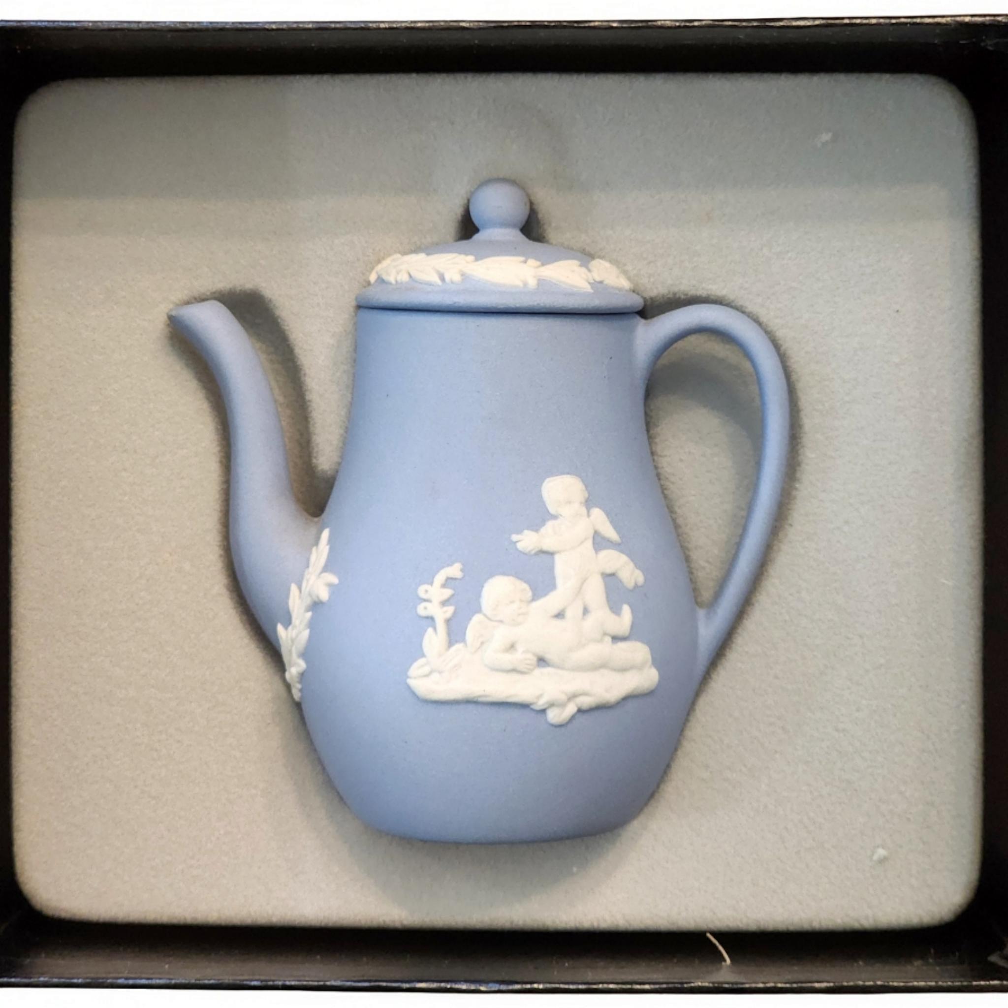 Elegant Blue Jasperware Mini Tea Set Perfect for Tea Lovers Wedgwood ...
