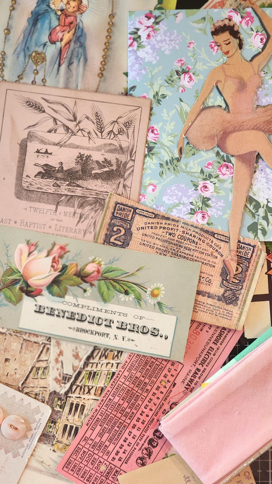 Authentic Vintage Pink Themed Junk Journal Kit - Etsy