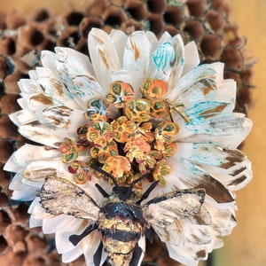 Handmade Paper Wasp Nest Art on Wood - Whimsical Bee Lover Gift, Nature ...