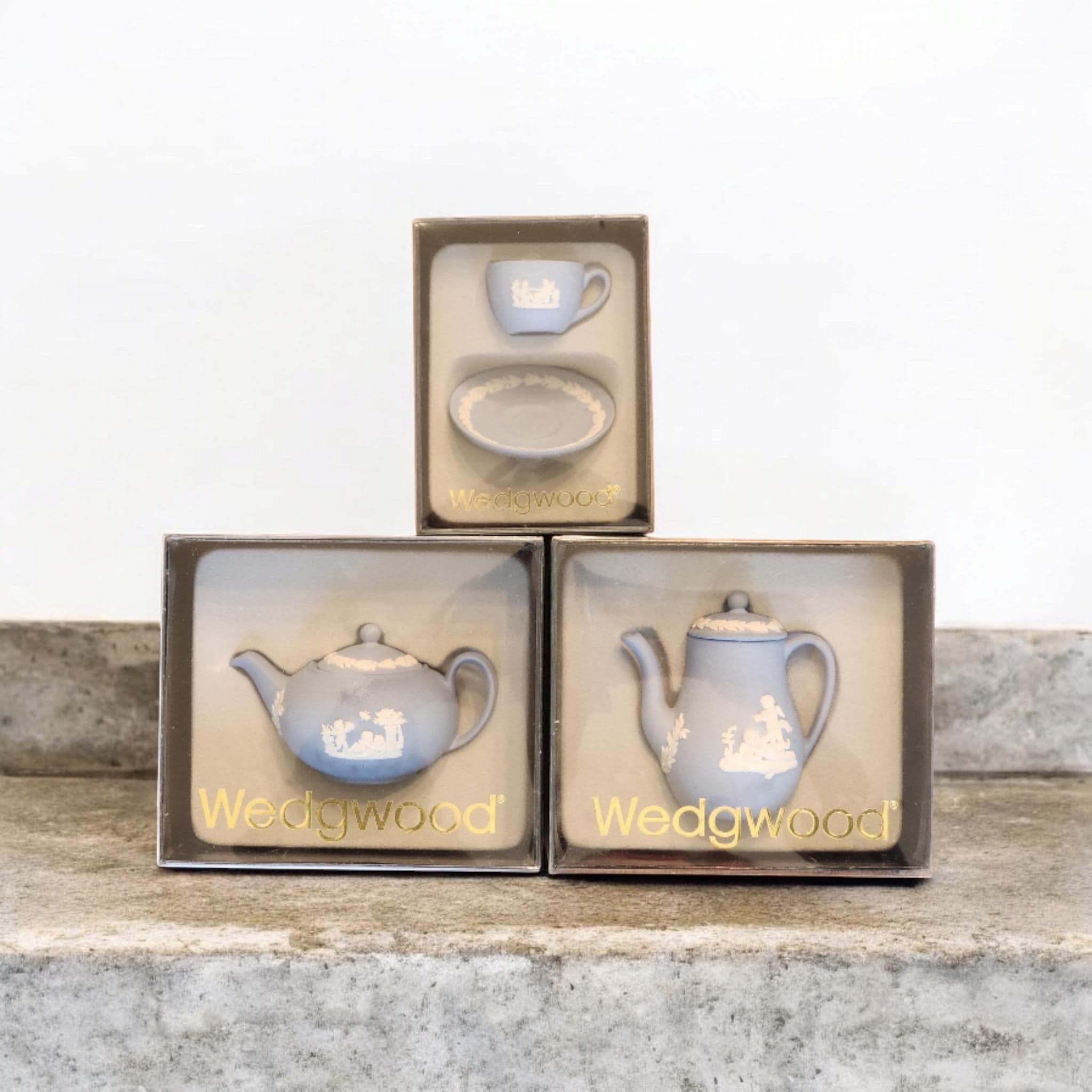 Elegant Blue Jasperware Mini Tea Set Perfect for Tea Lovers Wedgwood ...