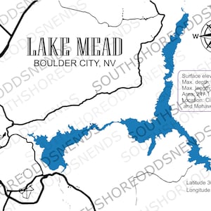 Lake Mead Layered Map - for Laser Cut or Papercut - Png Pdf Svg Vector ...