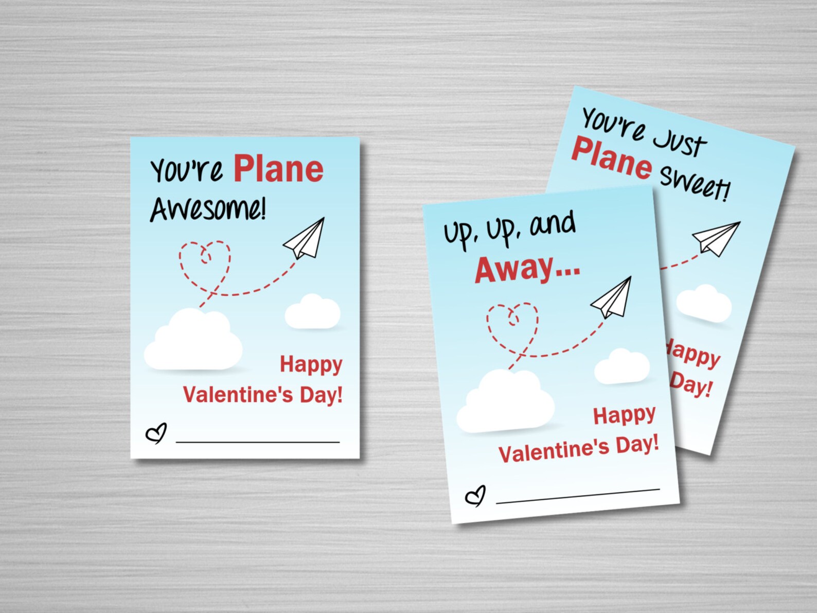 Paper Airplane Valentines Printable Download - Set of 3 Valentine's Day ...