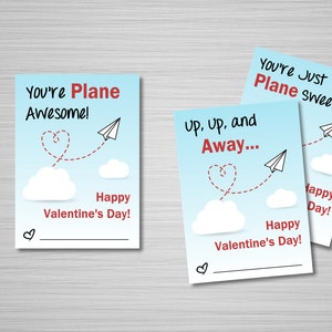 Paper Airplane Valentines Printable Download - Set of 3 Valentine's Day ...