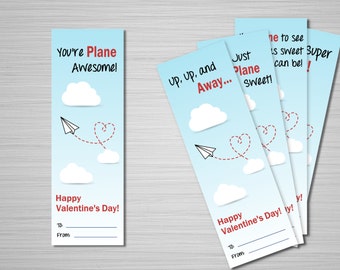 Airplane Valentine's Printable Download Set of 5 | Etsy