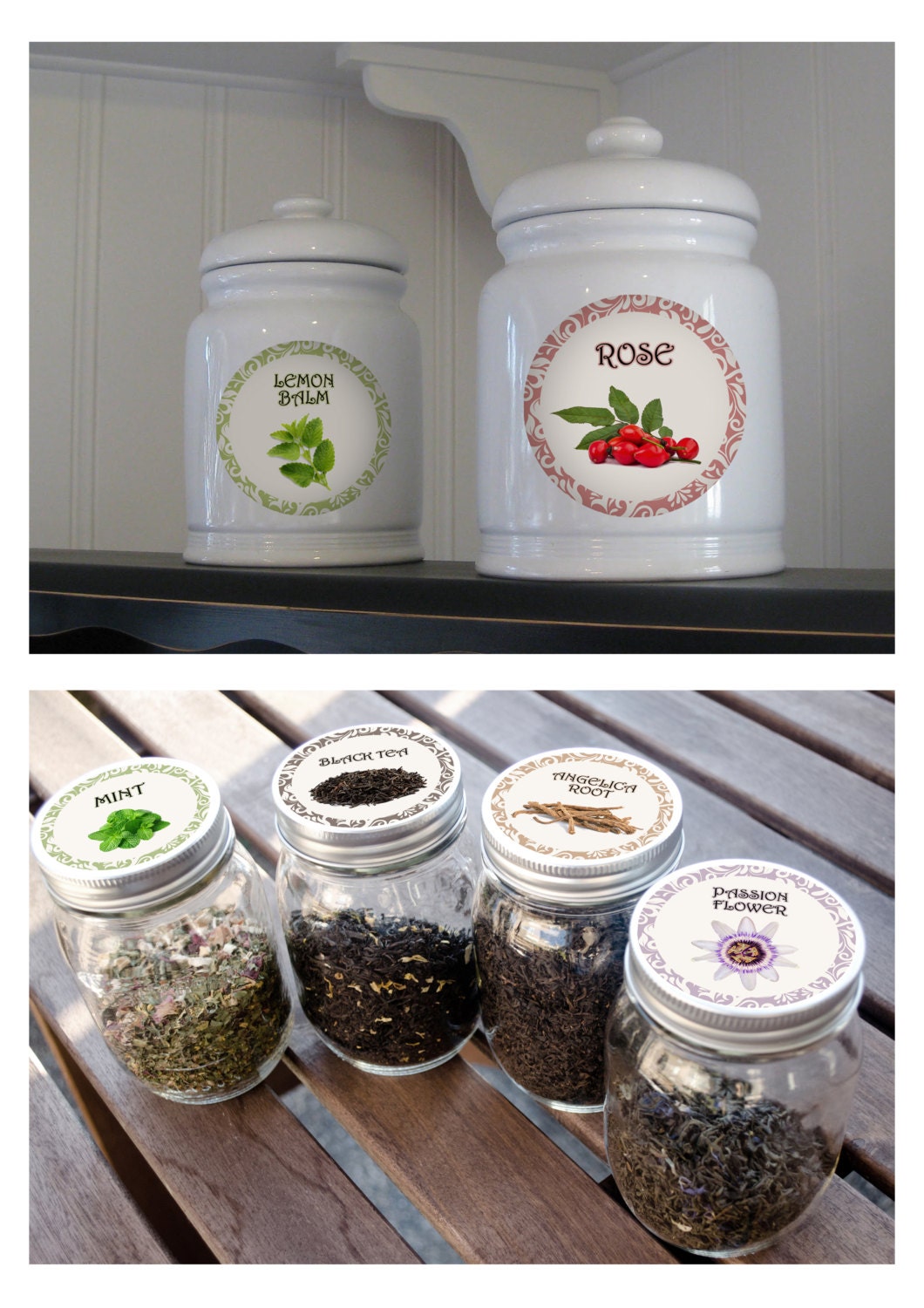 10 Tea Herb Tags Fancy Kitchen Labels Chic Modern Kitchen Tags ...