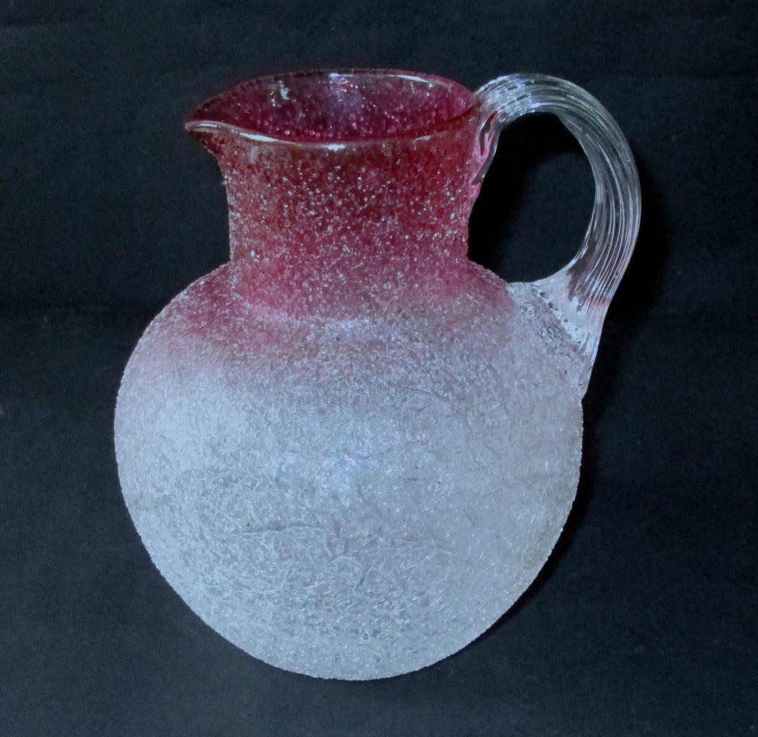 Harrach Crackle Overshot Pitcher - Jug - Vase..bohemiam Czech Glass ...