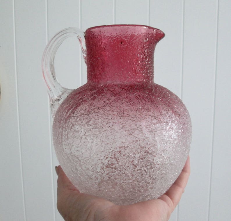 Harrach Crackle Overshot Pitcher Jug Vase..bohemiam Czech Glass Vase ...