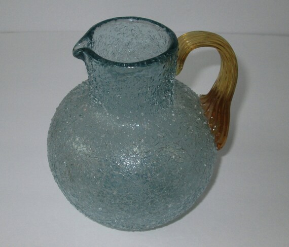 Harrach Crackle Overshot Glass Pitcher-Jug Bohemian Czech | Etsy