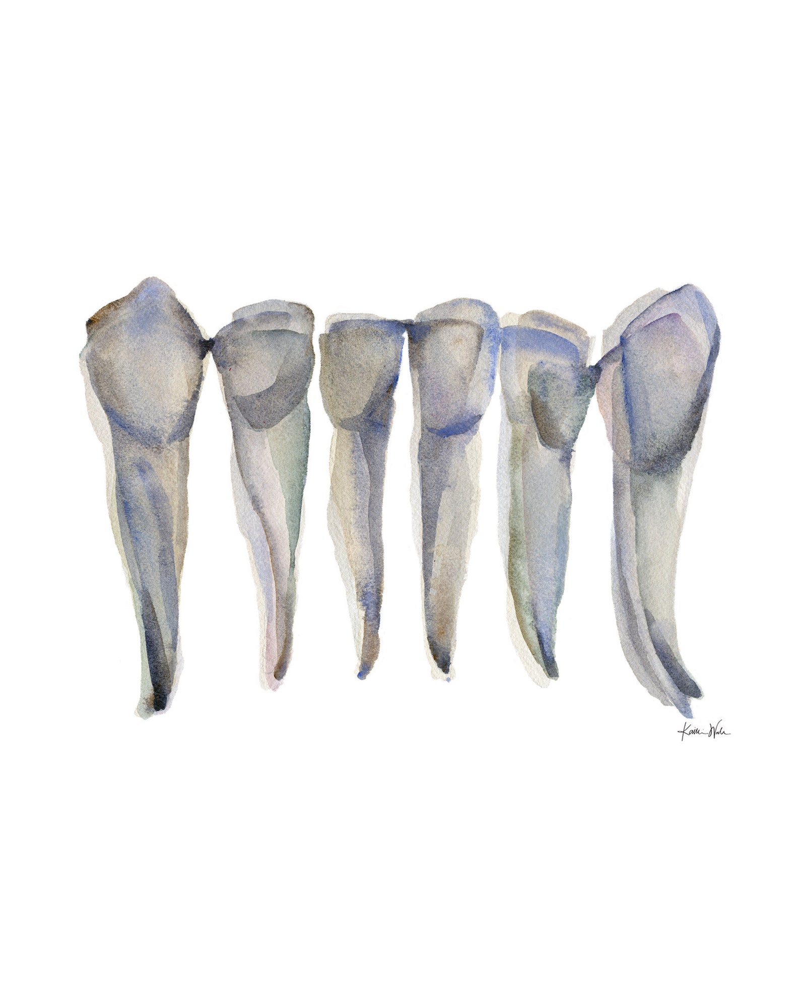 Set of 3 Blue Gray Teeth Print Dental Art Set Teeth - Etsy