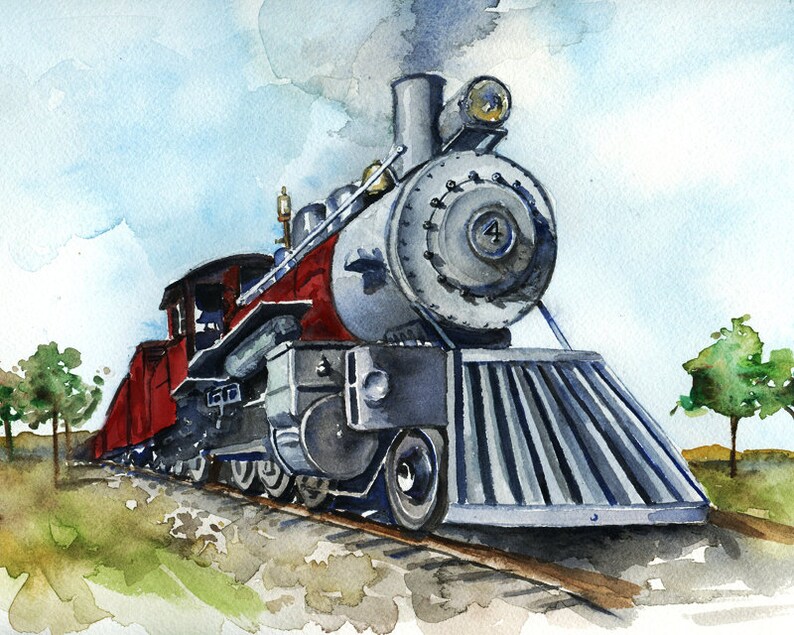 Train Watercolor Art Print - Etsy