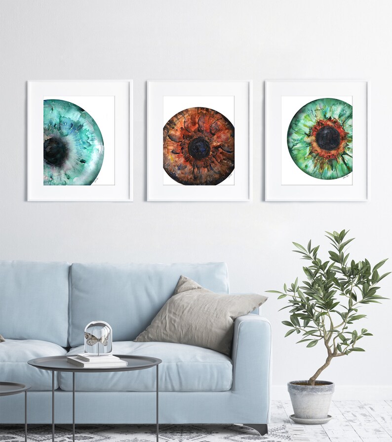 Set of 3 Iris Prints With Blue, Green and Brown- Eye Art - Eye Anatomy ...