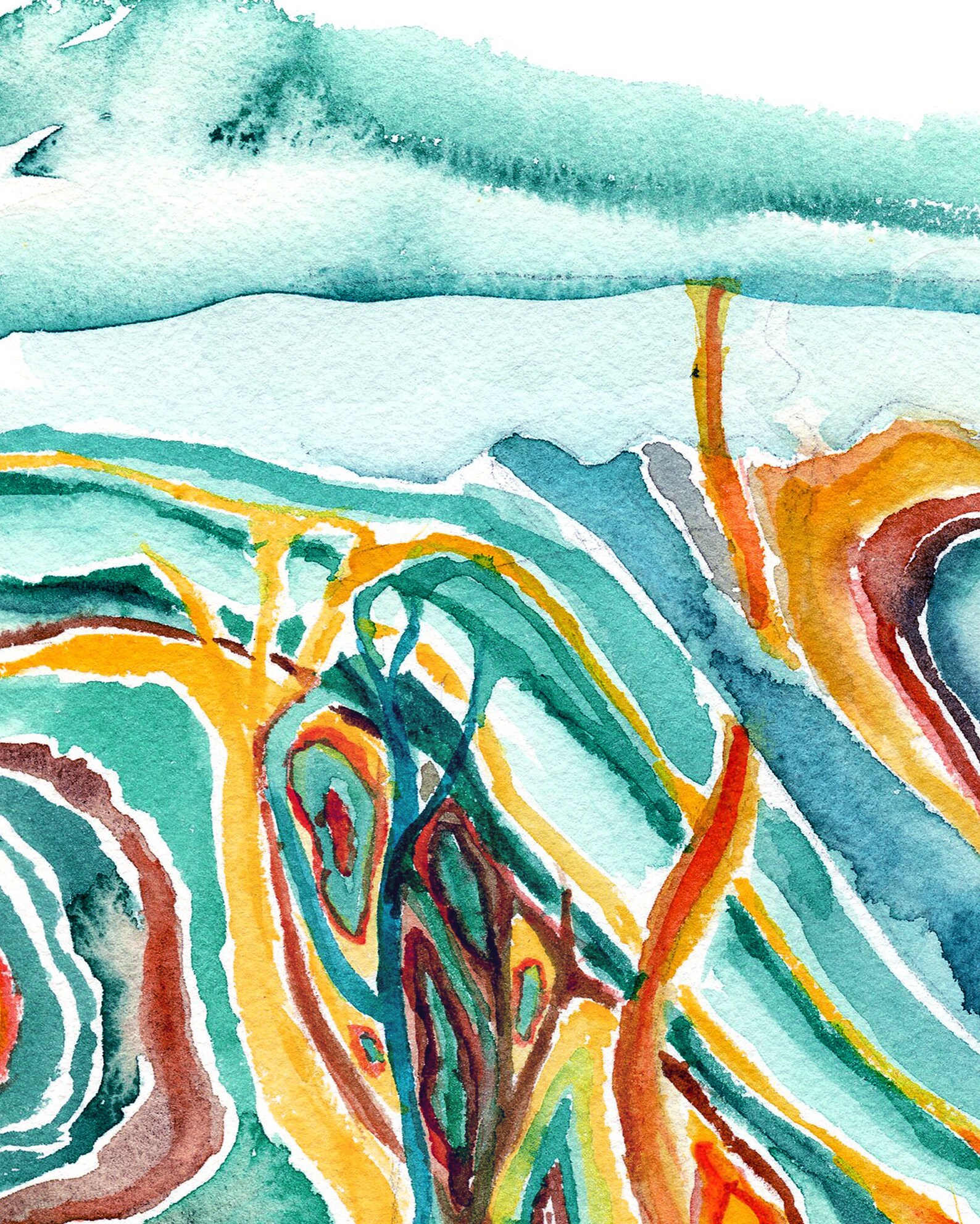 Cross Section of the Skin Watercolor Art Print - Integumentary System ...