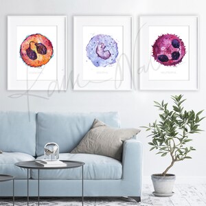 White Blood Cells Watercolor Print Set - Hematology Art - Blood Cells ...