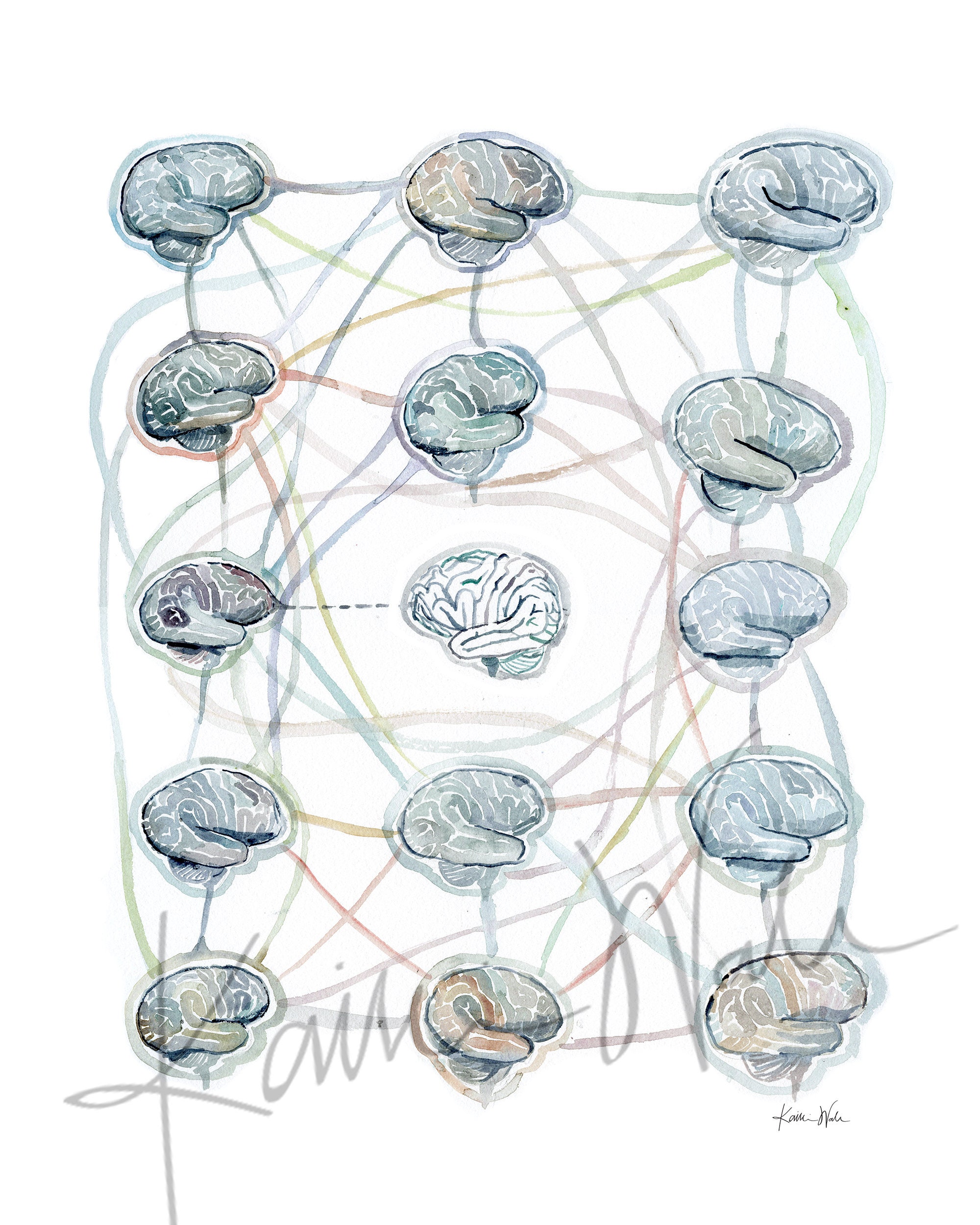 Autism Spectrum Disorder Watercolor Print Brain Art | Etsy