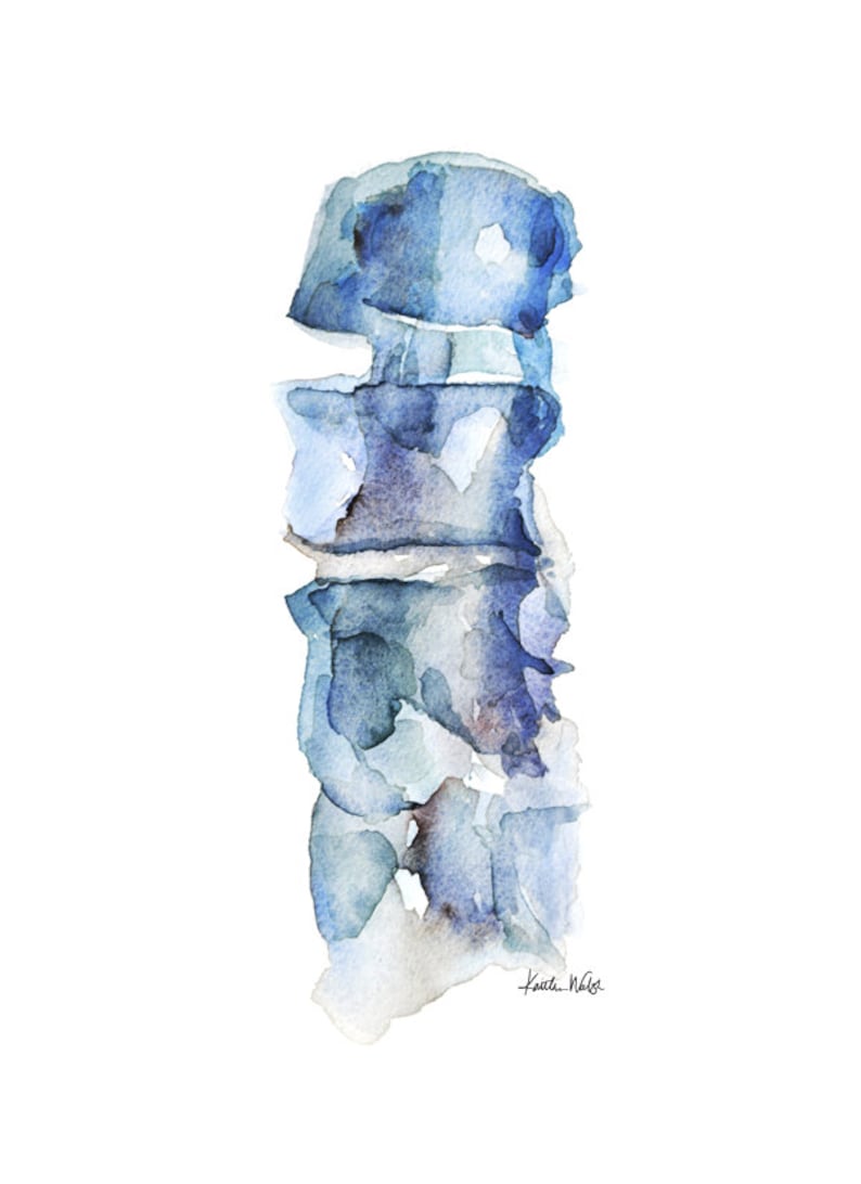 Blue Spine Print Series of 3 Anatomy Art Set 3 Watercolor - Etsy
