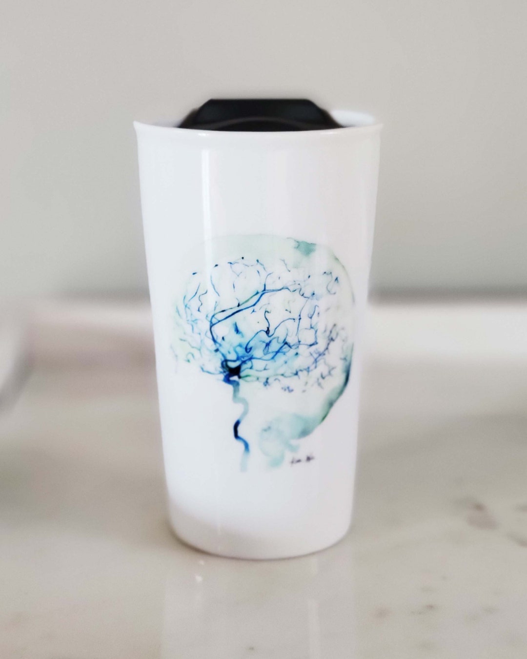 Cerebral Angiography Ceramic Travel Mug 16oz - Brain Mug - Neurology ...