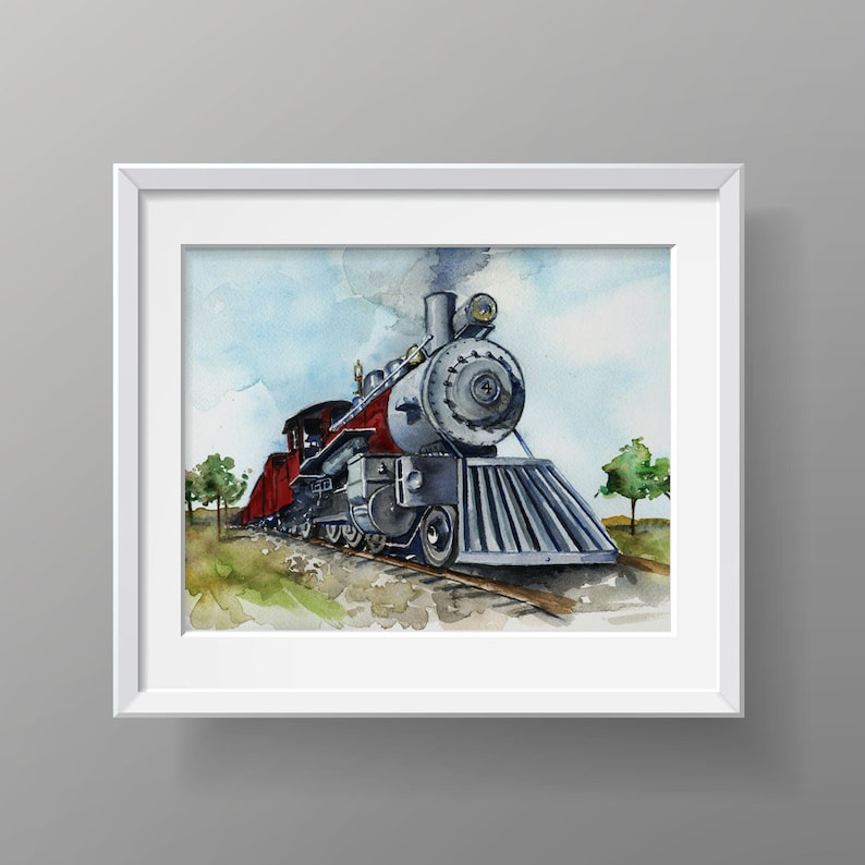 Train Watercolor Art Print - Etsy