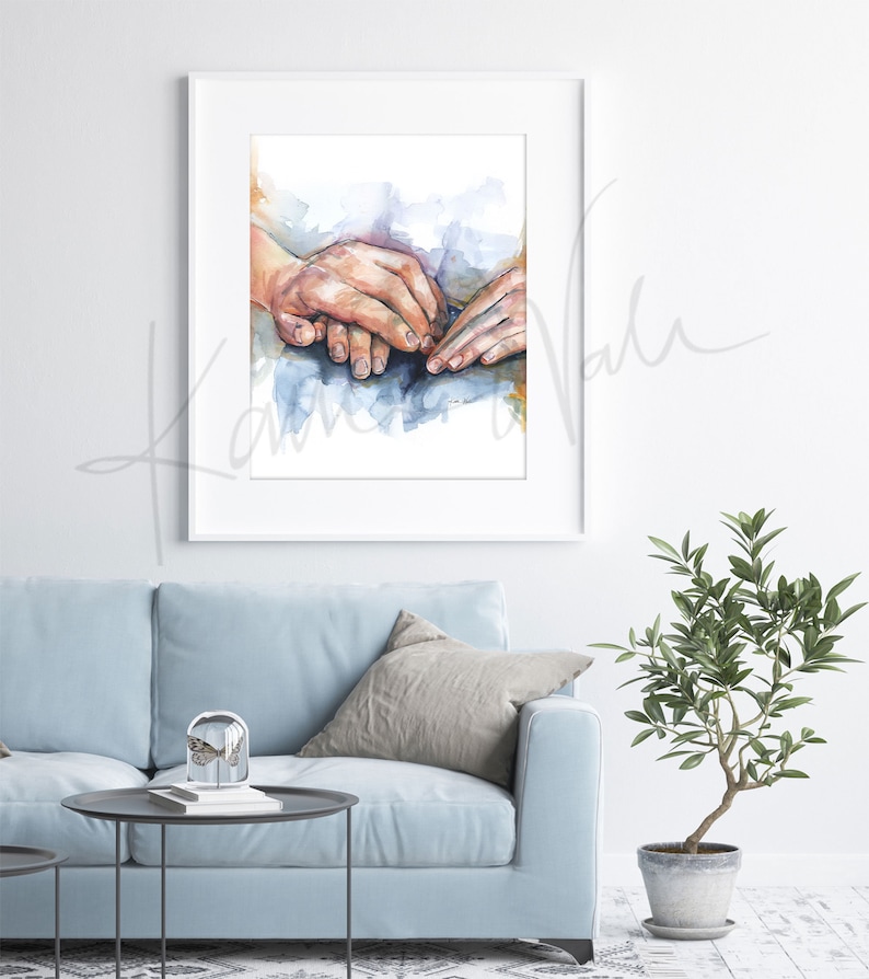 Holding Hands Watercolor Print - Waiting Room Painting - Comforting Art ...