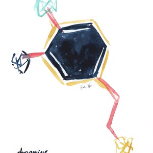 Dopamine Watercolor Print - Happy Hormones - Abstract Anatomy Art Print ...
