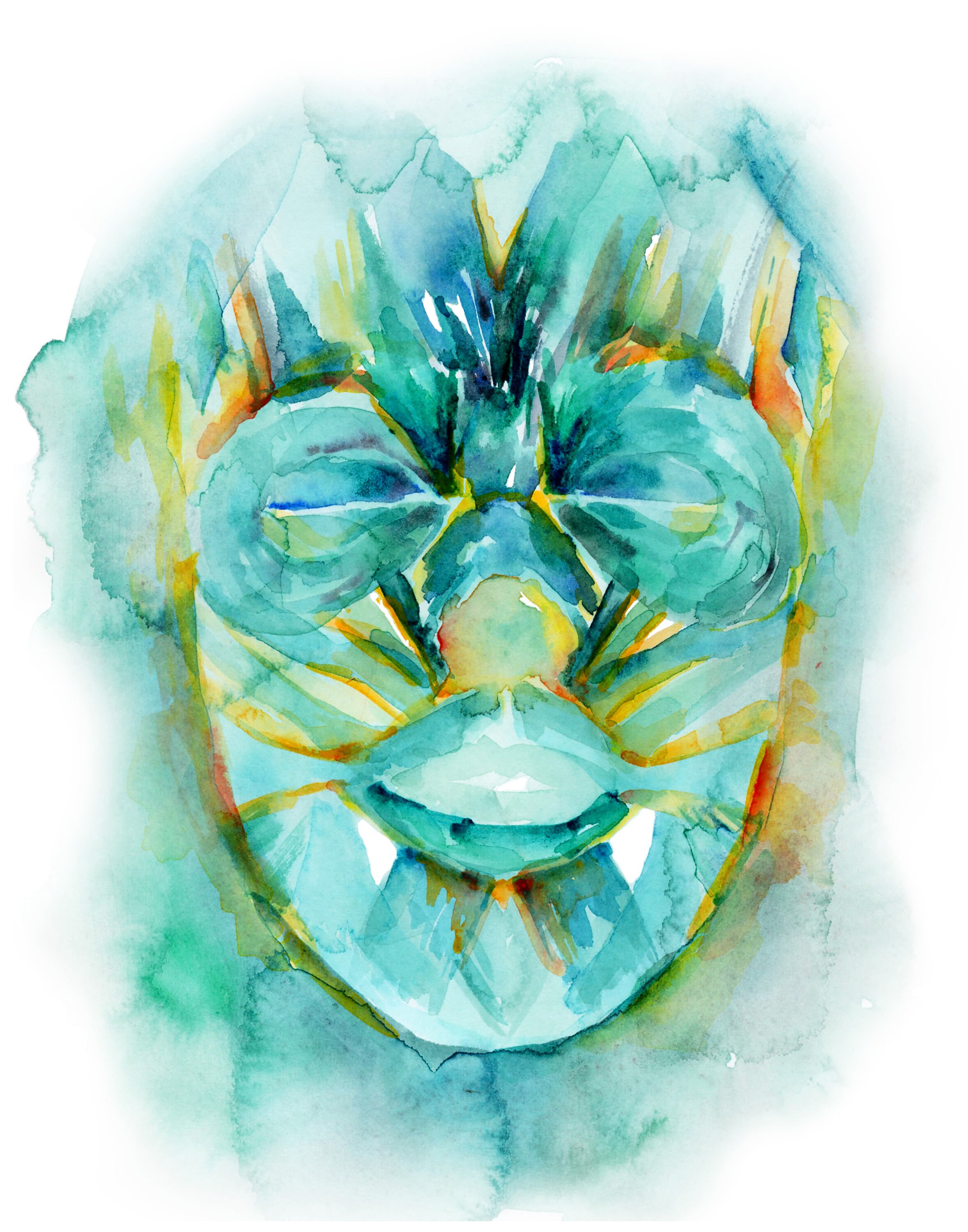 Muscles of Facial Expression Watercolor Art Print - Muscular Painting ...