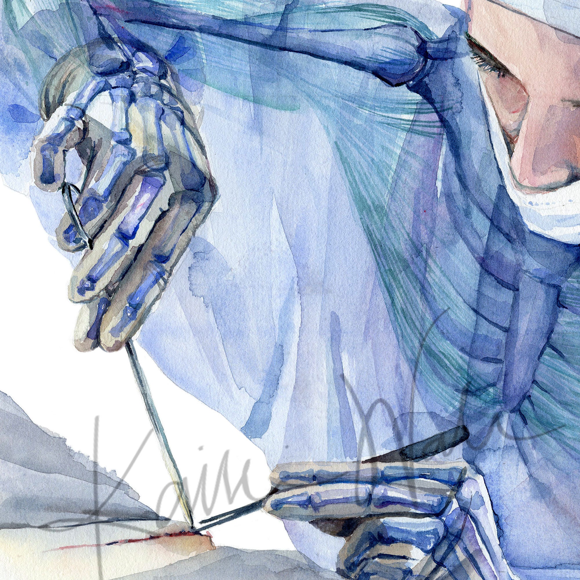 Surgery Ergonomics Watercolor Print - Surgical Art - Gift for Surgeon ...