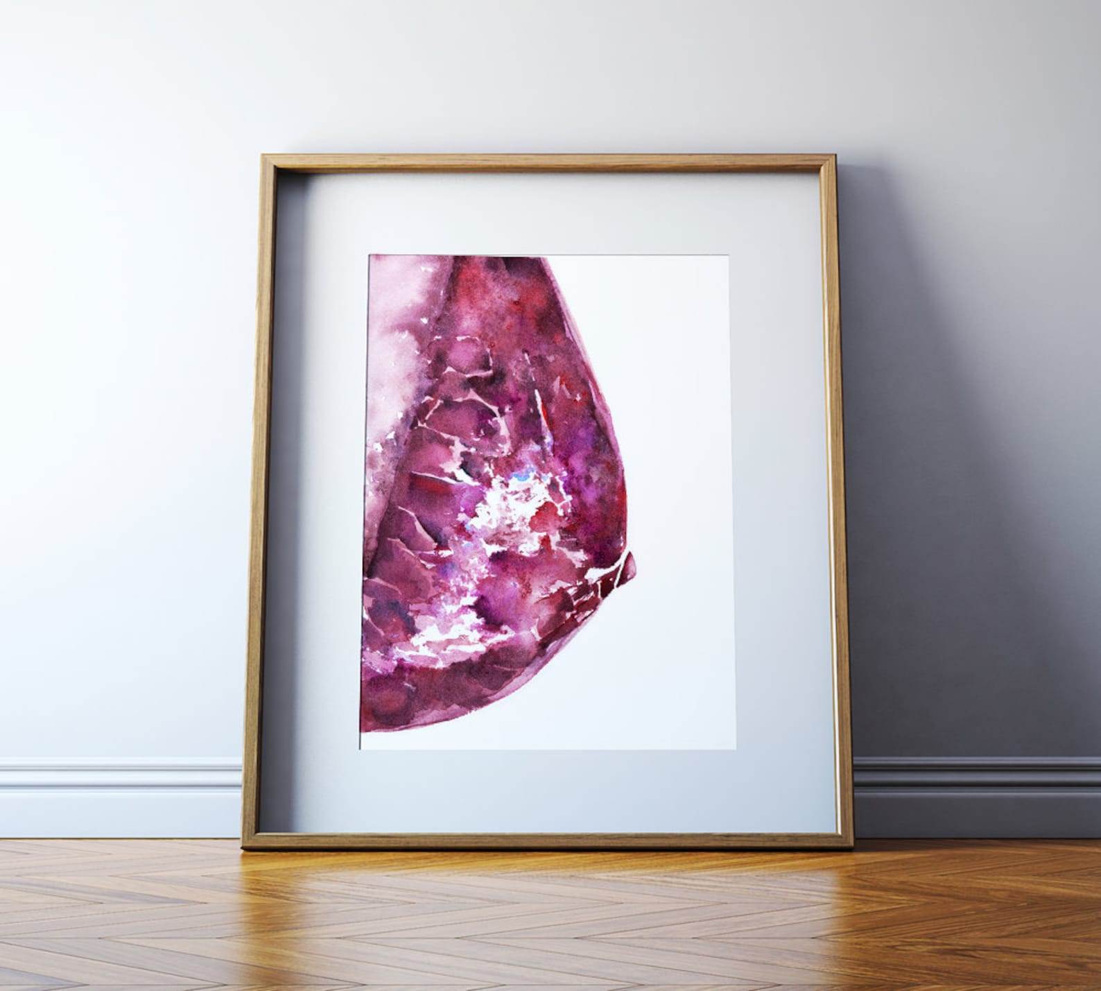 Pink Mammogram Watercolor Print - Breast Art Print - Abstract Anatomy ...