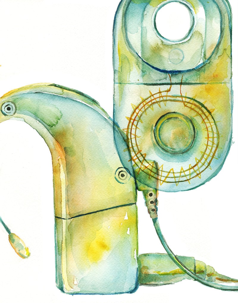 Cochlear Implant Watercolor Print Audiology ENT and Speech - Etsy
