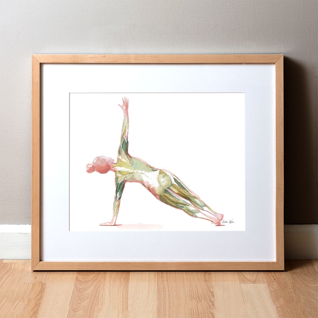 Side Plank Yoga Pose Watercolor Print - Yoga Artwork - Yoga Wall Art ...