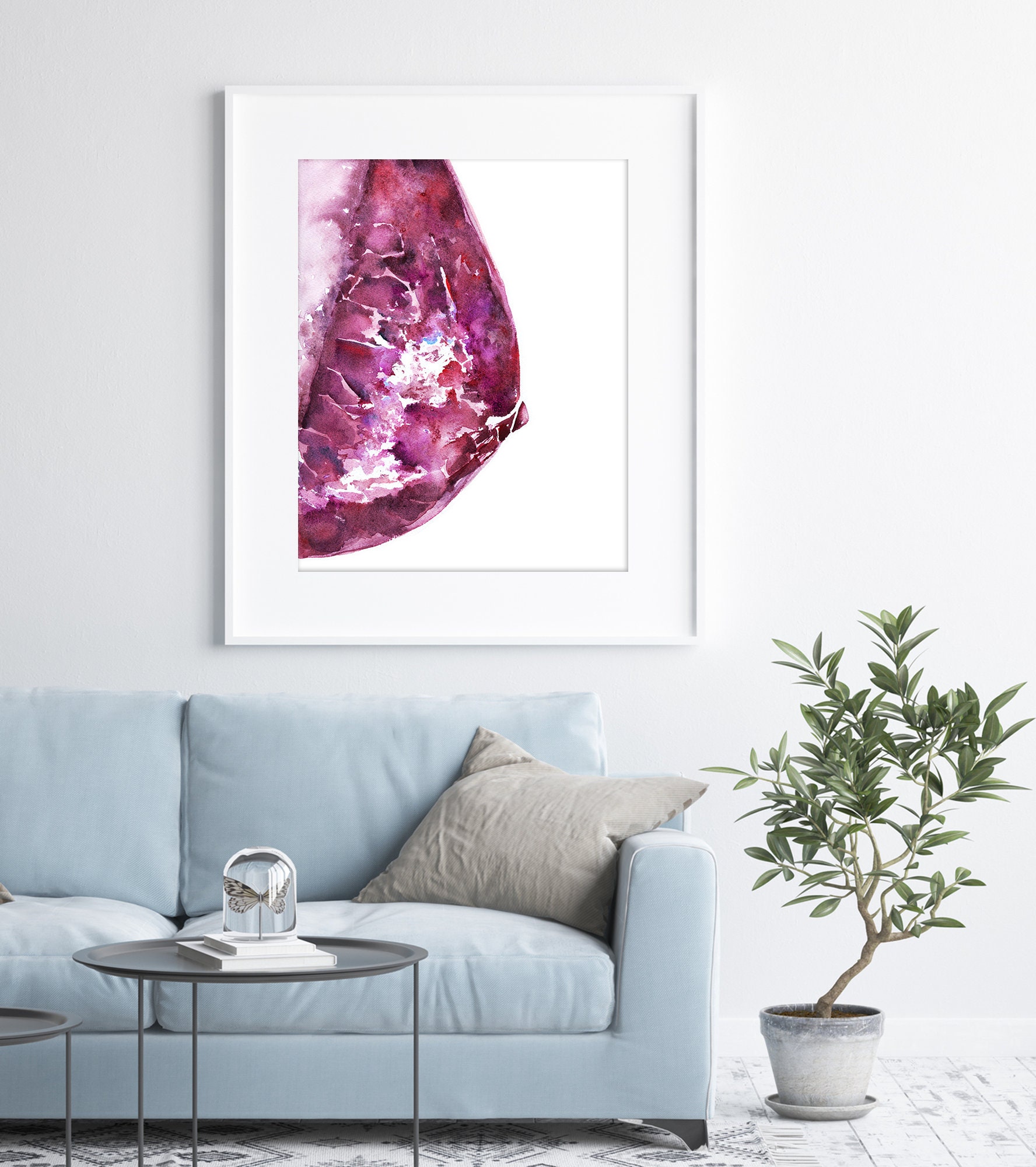 Pink Mammogram Watercolor Print - Breast Art Print - Abstract Anatomy ...