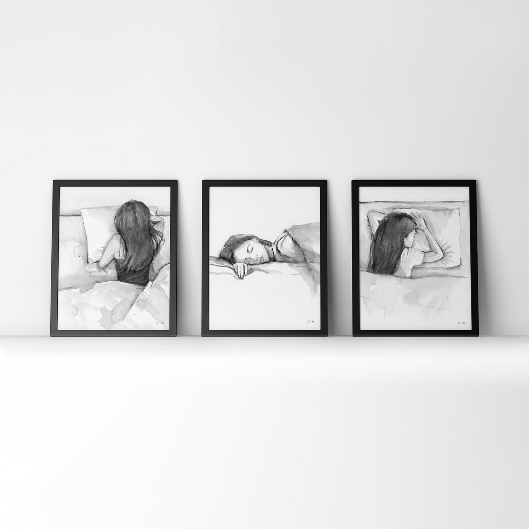 Sleep Watercolor Print Set - Sleep Study Art - Gift for Sleep Scientist ...