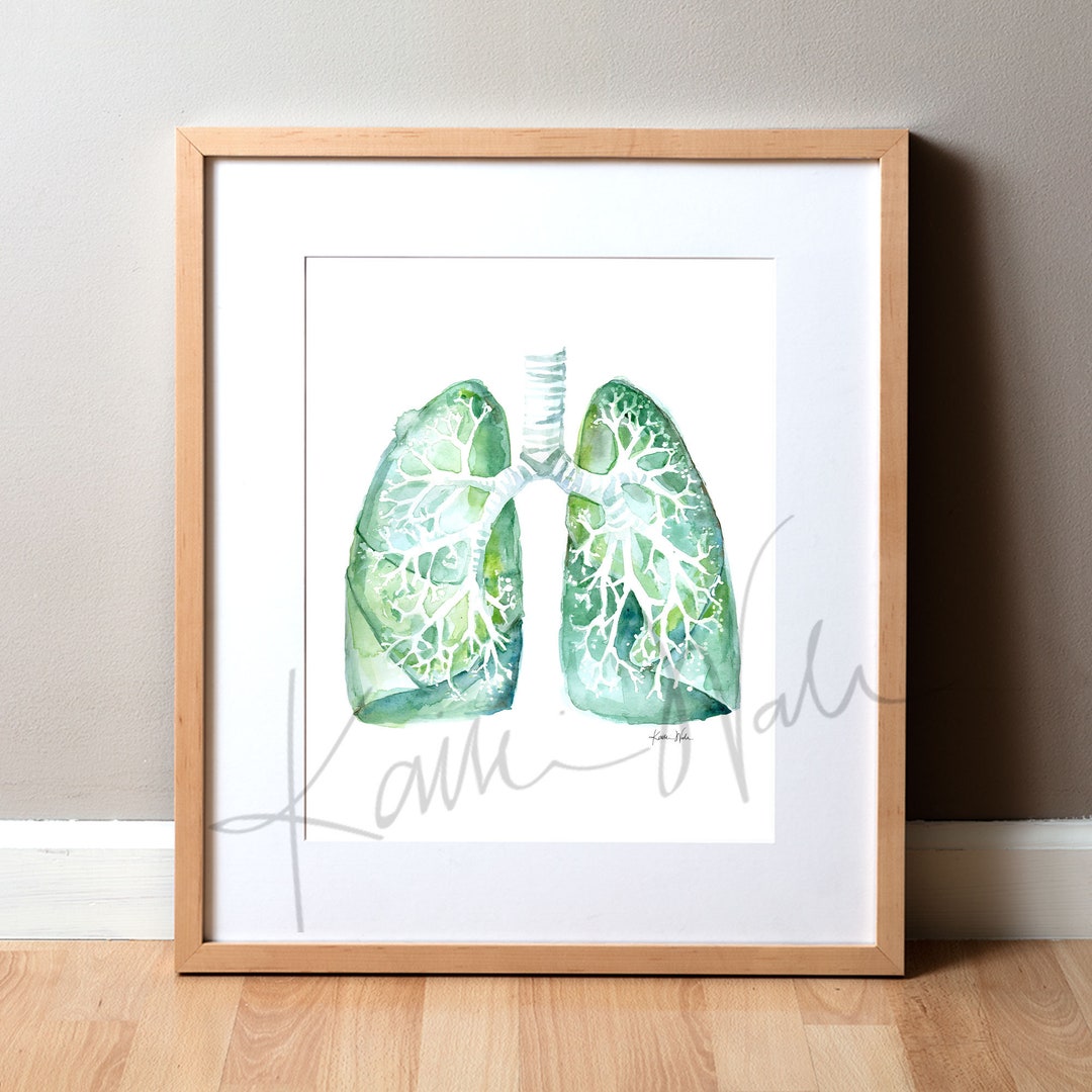 Lung Disease Prevention Painting - Pulmonary Art - Lung Watercolor ...