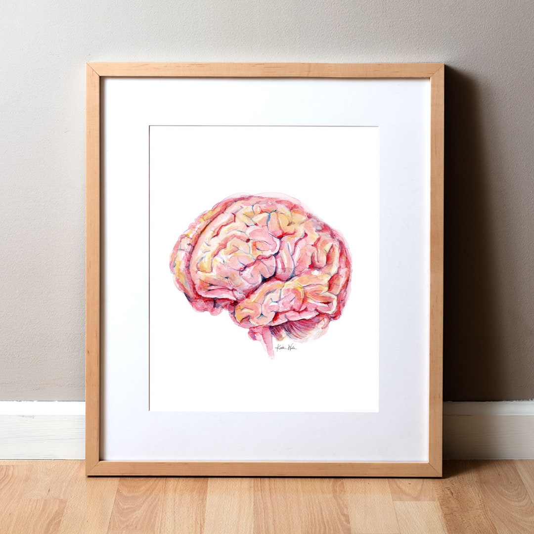 Brain Disease Prevention Watercolor Print - Neurology Art - Brain Art ...
