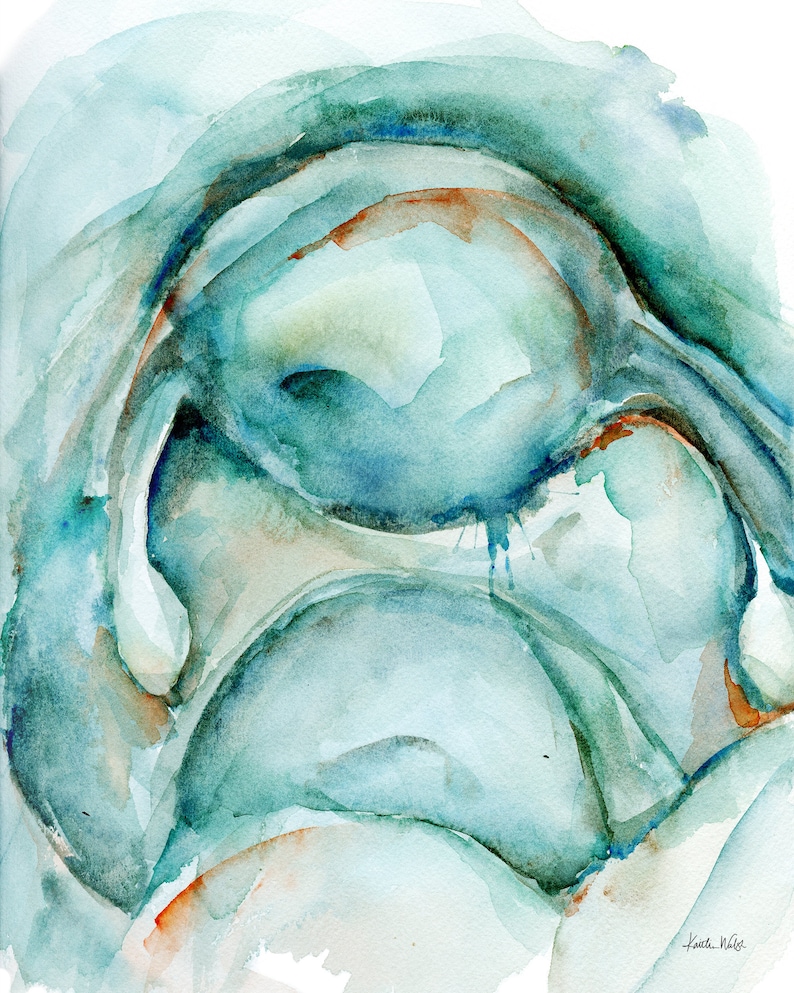 Abstract Uterus In Teal Watercolor Print Obgyn And Female Etsy